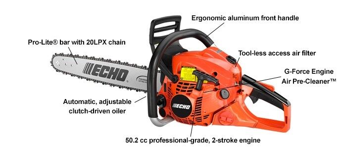 ECHO CS-501P Chainsaw with 20 Inch Bar and Chain – howardbrothers